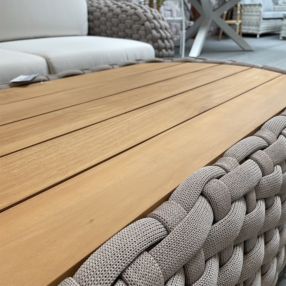 Salotto da Esterno Bali in Textilene e Teak Giardinia Outdoor – Tortora – Mondo Verde Garden